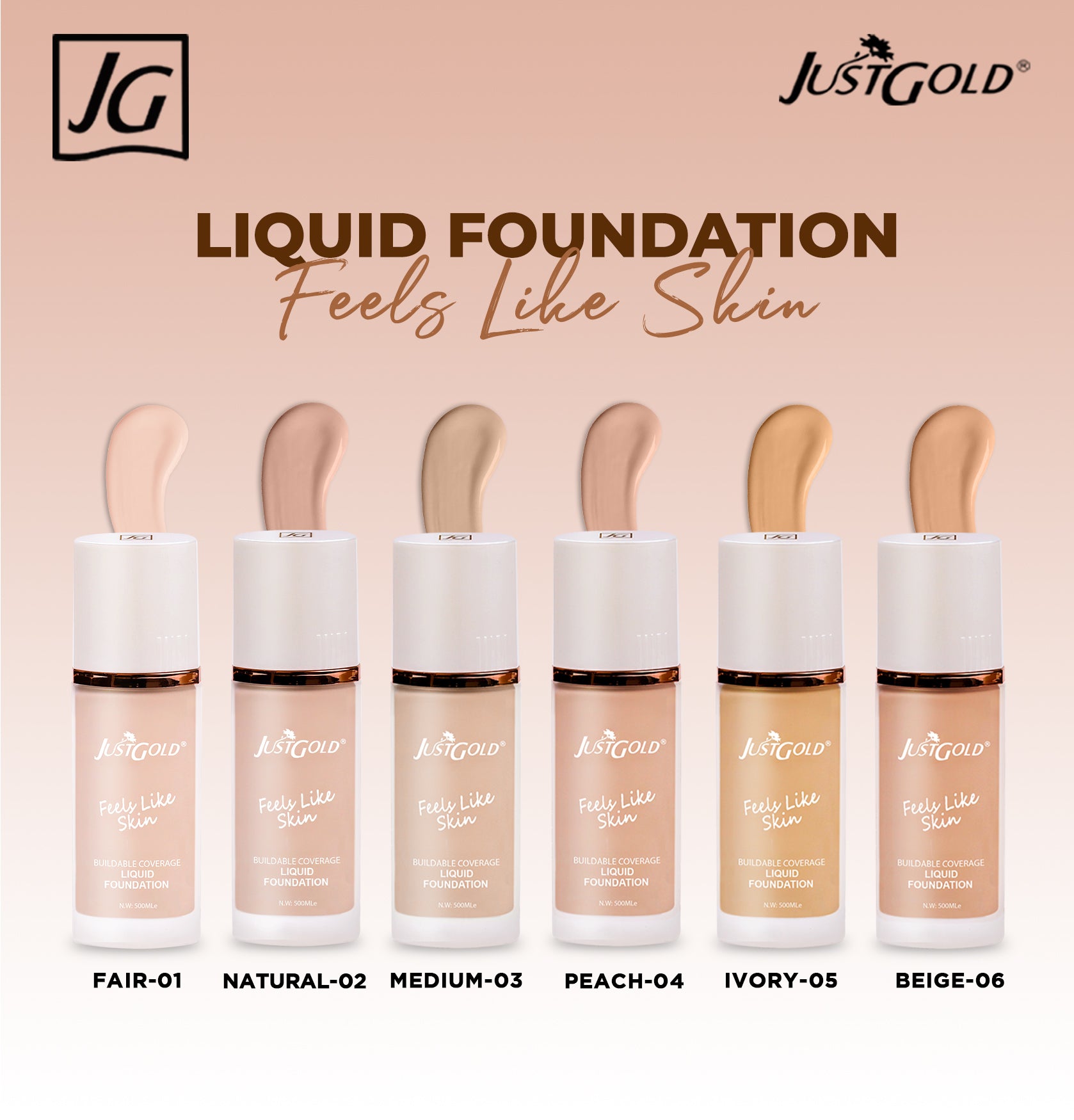 Just Gold Liquid Foundations – BECUTE.PK